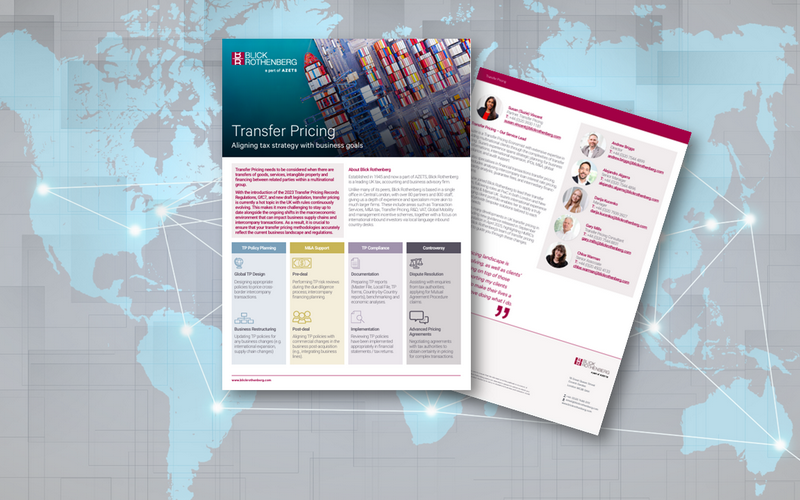 UK Transfer Pricing – Updated Draft Legislation - Blick Rothenberg